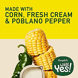 Campbell's Well Yes! Sipping Soup, Sweet Corn and Roasted Poblano Soup, Vegetarian Soup, 11.1 Oz Microwavable Cup (Case of 8)