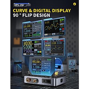 FNIRSI DPS-150 DC Power Supply Variable, 0-30V 0-5A Adjustable DC CNC Power Supply with 4-Digit IPS Display, <20mV Power Ripple, PD/QC/DC Input, PC Programmable Regulated Switching Power Supply