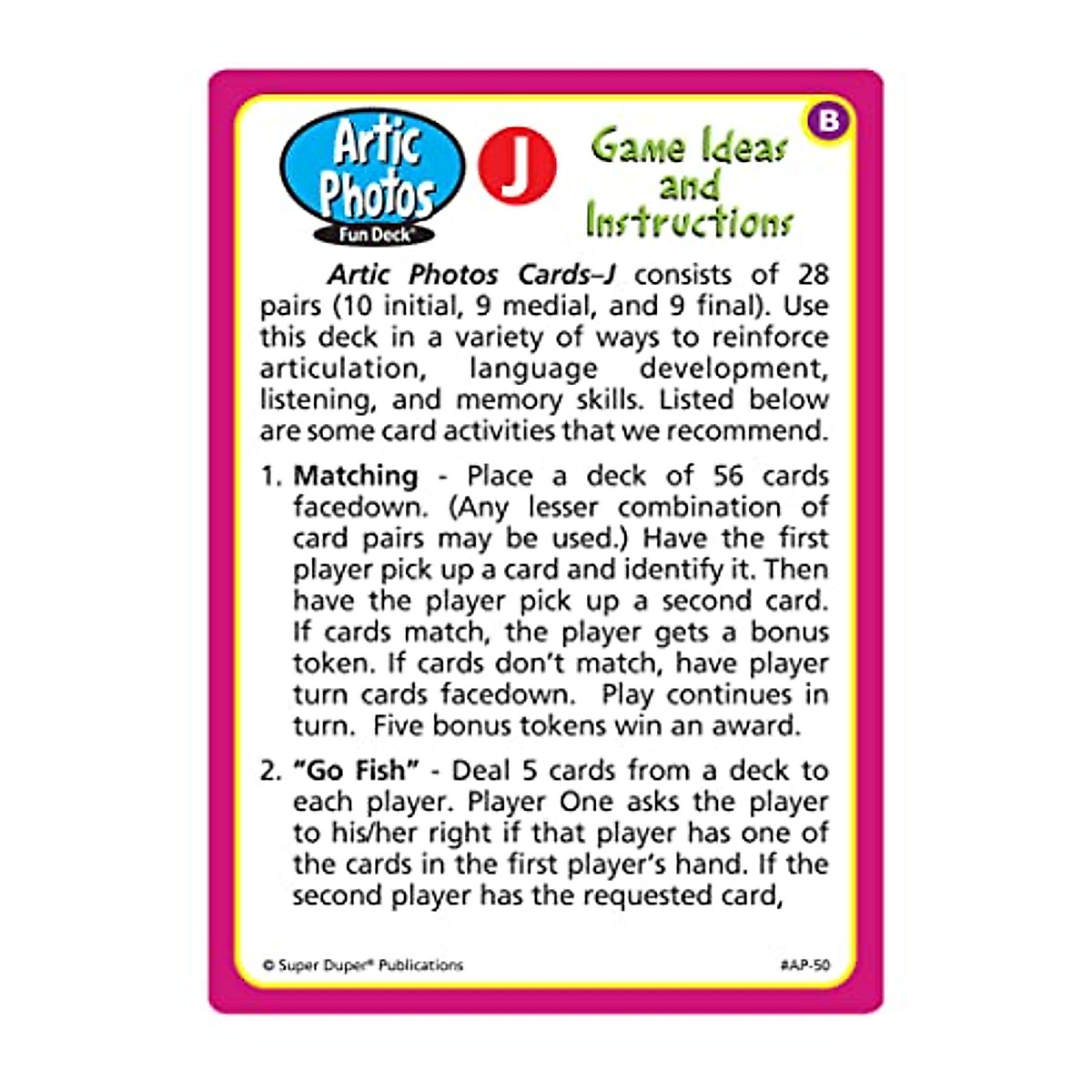 Super Duper Publications | Articulation Photos J Fun Deck Flash Cards | Educational Learning Resource for Children