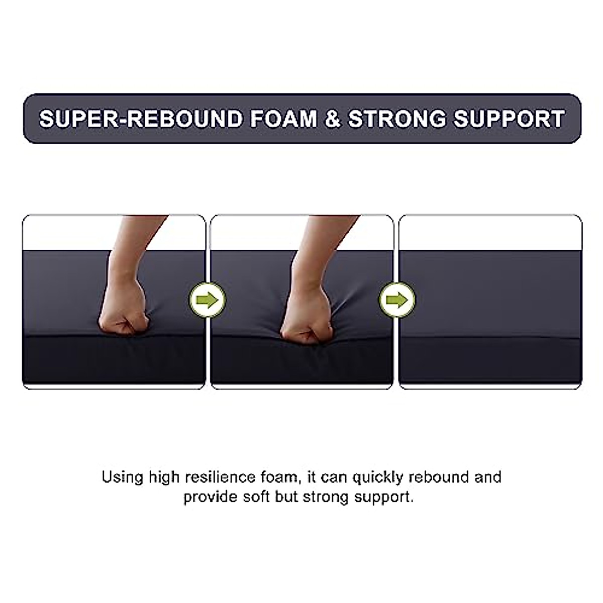 Faible Poisson Outdoor Chair Cushions, 22 x 22 Inch Waterproof Patio Furniture Back & Deep Seat Cushion Set with Handle and Anti-Slip Straps for Indoor Garden Camping, Plain Navy