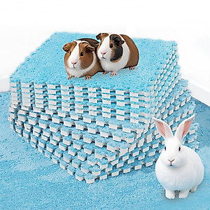 BNOSDM 12Pcs Guinea Pig Plush Pads, Reusable Rabbit Sleeping Floor Mats with Edging, Washable Guinea Pig Fleece Cage Liners, Soft Warm Bunny Bedding, Cage Pad for Small Animals (11.8", Blue)