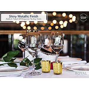 Royal Imports Gold Mercury Glass Votive Candle Holder, Table Centerpiece Tealight Decoration for Elegant Dinner, Party, Wedding, Holiday, Set of 12 (Unfilled)