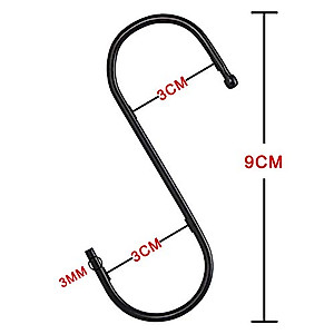 D-BUY 30 Pack 3.5 inch S Hooks Heavy Duty S Hooks Plants Hooks S Hooks for hangings Outdoor Hooks Light Hooks Cup Hooks Large Hangers for Kitchen, Bathroom, Bedroom and Office (Black)