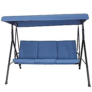Homebeyond 3 Seater Outdoor Patio Swing | Rust and Fade Resistant Steel Frame with Adjustable Tilt Canopy | Perfect for Garden Backyard or Poolside - SW-3B