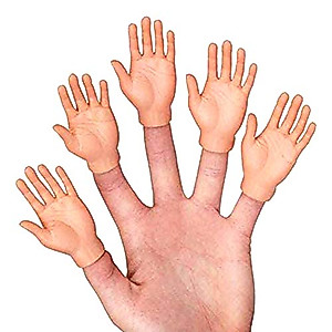 PHEZEN Hand Finger Puppet, 10 Pack Portable Tiny Hands, Little Finger Props for Hands, Mini Hand Puppet with Left Hands and Right Hands for Game Party, Mini Prank Hand & Gag Gifts for Adults