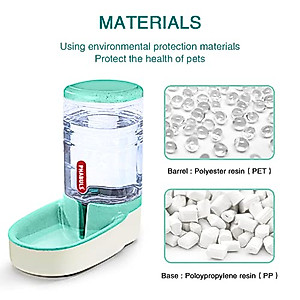 PHABULS Dog Water Dispenser 1 Gallon Pet Water Dispenser Automatic Cat Feeder Large Capacity for Small and Medium Sized Pets（Green Water）