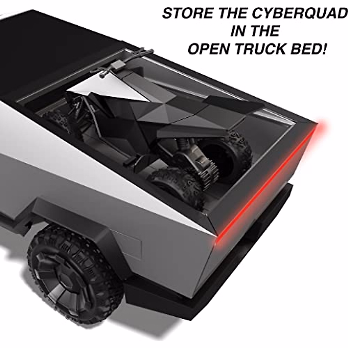 Hot Wheels 1:10 Tesla Cybertruck Radio-Controlled Truck & Electric Cyberquad, Custom Controller, Speeds to 12 MPH, Working Headlights & Taillights, For Kids & Collectors [Amazon Exclusive]