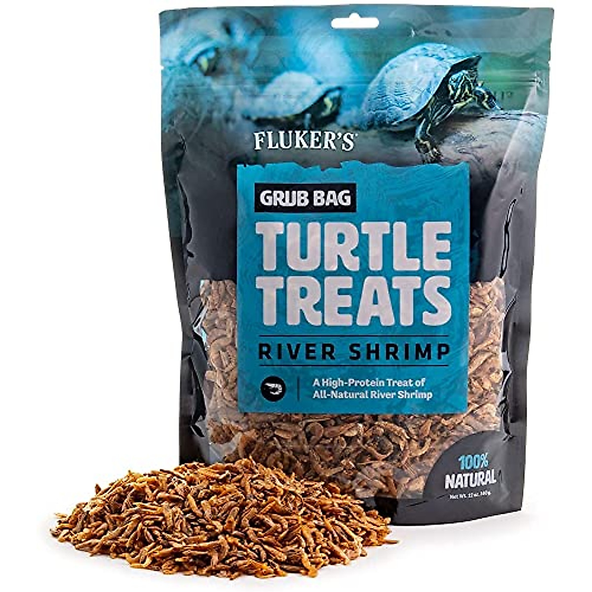 Fluker's Grub Bag Turtle Treat - River Shrimp 12oz - Includes Attached DBDPet Pro-Tip Guide