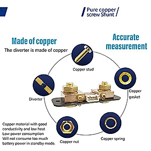 Deosdum Battery Monitor Good Conductivity Copper ABS 2 Way Capacity Shunt Battery Indicator