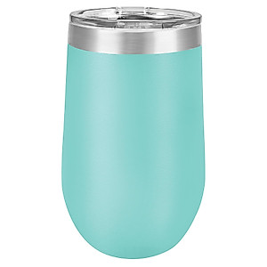 Griffco Supply 16 oz Large Wine Tumbler, Vacuum Insulated, Stainless Steel with Lid - Insulated wine tumblers with lids, Stemless wine glasses (Teal)