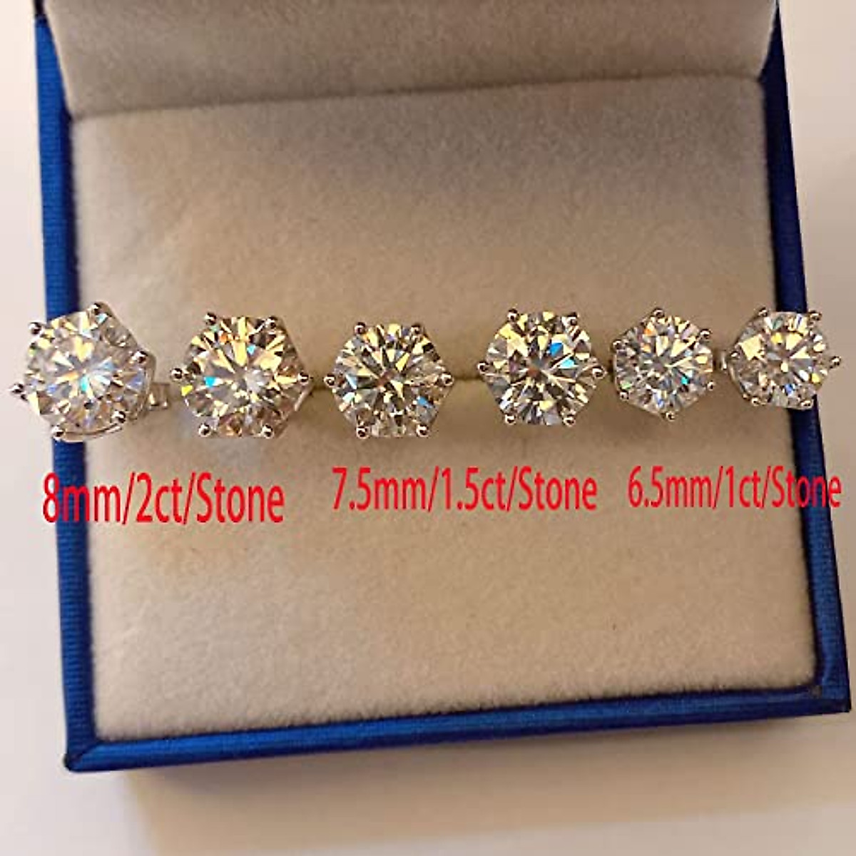 CHASKI Moissanite Stud Earrings 2ct G H I Color 925 Sterling Silver White Gold Plated Earring Women Men Lab Created Diamond Earrings