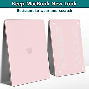 Teryeefi Case Cover for MacBook Pro 13 Inch 2022 2021 2020 2019 2018 2017 2016 Release A2338 M2 M1 A2289 A2251 A2159 A1989 A1706, Frosted Hard Shell +Keyboard Cover Skin + Screen Protector, Chalk Pink