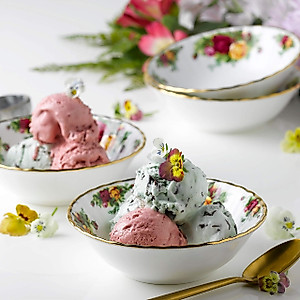 UKN Old Country Roses Bowl Set/4 Multi Color Floral Traditional Round China 4 Piece