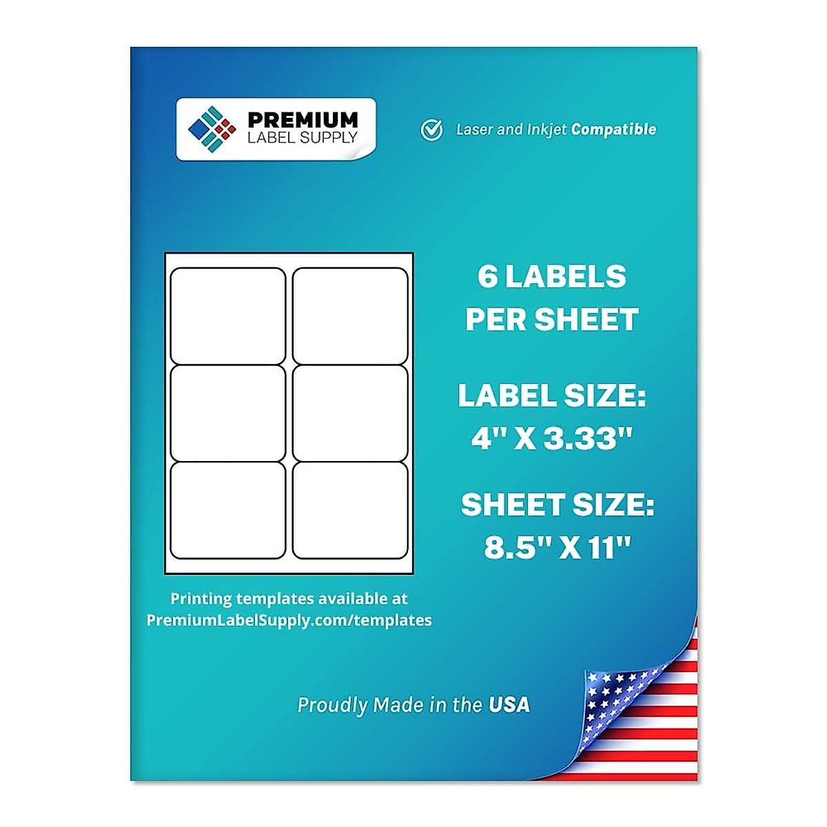 Premium Label Supply White Sticker FBA Labels – 4" x 3.33" – Laser/Inkjet Compatible – (6 Labels/Sheet), 25 Sheets - 150 Total Adhesive Labels