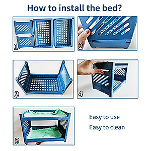 wcgfoever Guinea Pig Bunk Bed for Cage, Multi-Level Sleep Bed with 2 Blankets, Small Animals Cage Habitat Decor, Bedding for Guinea Pig Chinchilla Rat Hedgehog, Blue
