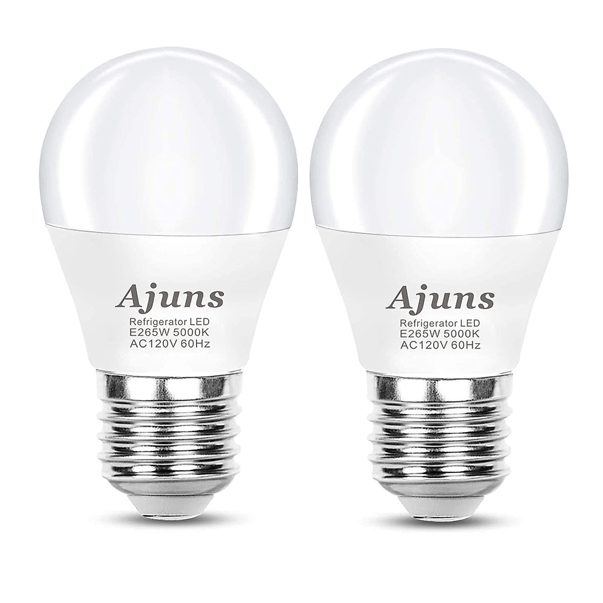Ajuns LED Refrigerator Light Bulb 40W Equivalent 120V Freezer Waterproof Light Bulbs, Energy-Saving A15 Appliance Fridge Light Bulbs,5W Daylight White 5000K E26 Base, Non-Dimmable 2 Packs