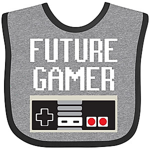 inktastic Future Gamer. Baby Bib Heather and Black 16674