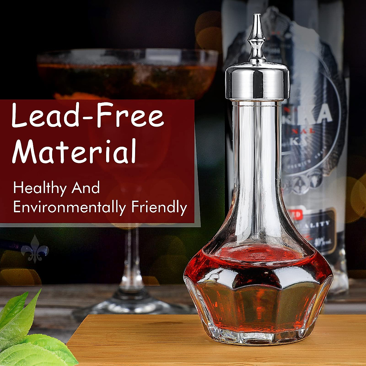 LINALL Bitters Bottle Set of 6-50ml Glass Dash Bottle with Dasher Top, Professional Bar Tool for Making Cocktails