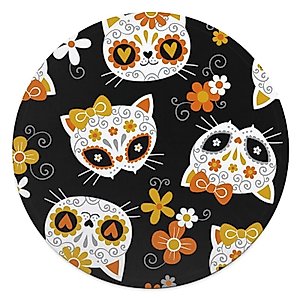 LAKIMCT Cute Sugar Skull Cat Round Soft Baby Blankets for Boys Girls, Newborn Blanket for Suitable for Swaddling Sleep Stroller Cover Nursery Blanket, 35 Inch