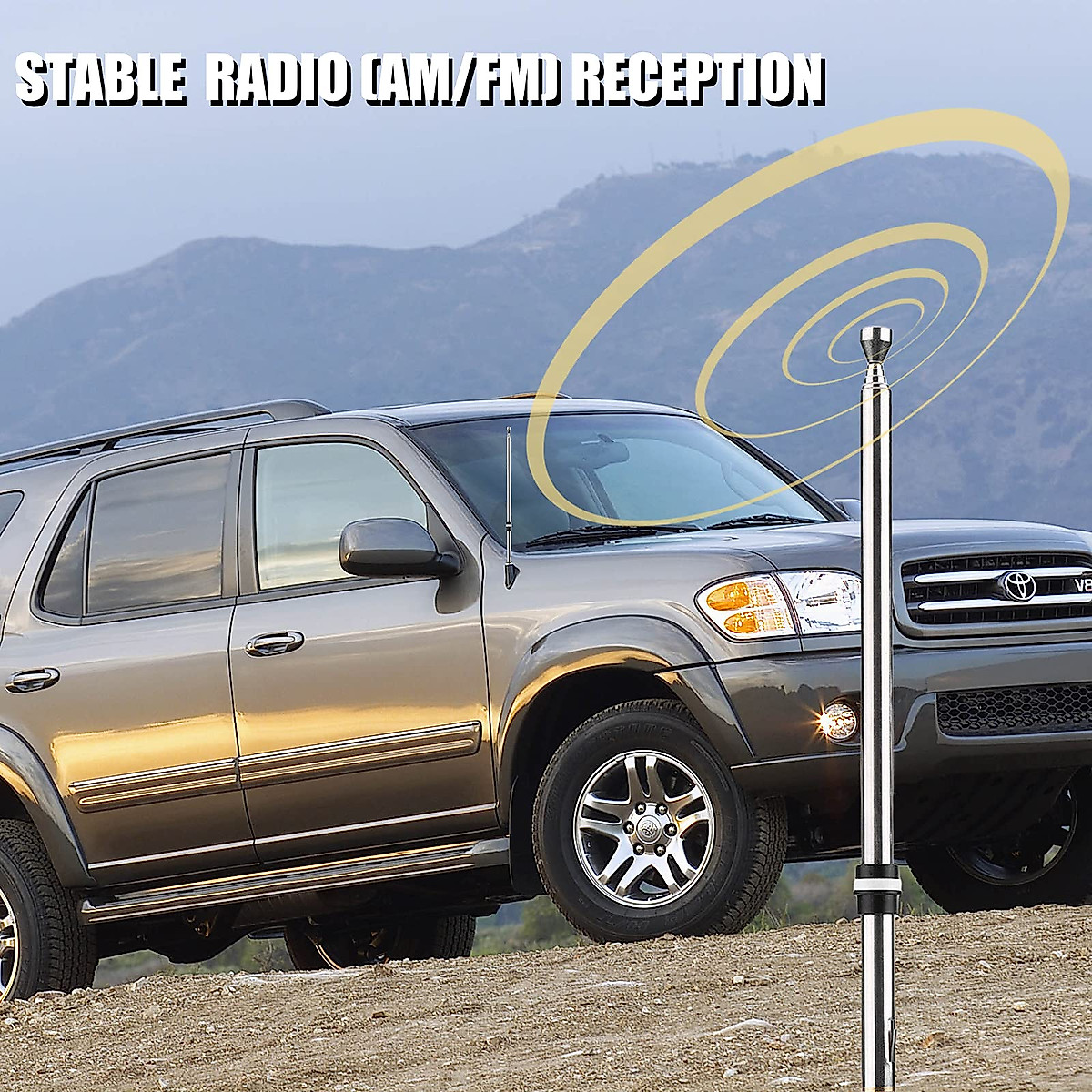 Unikpas Power Car Antenna mast w/Cable Compatible for Toyota Sequoia 2001-2007 Radio Replacement 86337-AF011