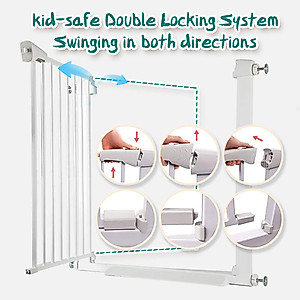 Safety Baby Gate,29.5-40.5 inch Auto Close Features，Luxury Extra Tall&Wide Child Gate, Heavy-Duty gate, Easy Walk-Thru pet Gate for The House, Stairs, Doorways & Hallways. (Applicable 29.5''-40.5'')
