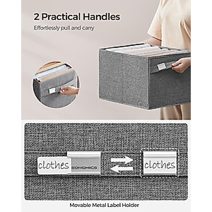 SONGMICS Storage Baskets, Set of 4 Extra Large Storage Bins for Organizing, 30L, 15.7 x 11.8 x 9.8 Inches, Fabric Storage Cubes for Shelves, Easy to Clean, Foldable, 2 Handles, Dove Gray UROB240G04