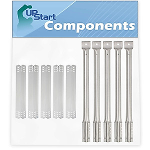 5-Pack BBQ Grill Heat Shield Plate Tent & Tube Burner Replacement Parts for Jenn Air 720-0720 - Old - Compatible Barbeque Stainless Steel Flame Tamer, Flavorizer Bar 16 1/8" & Pipe Burners