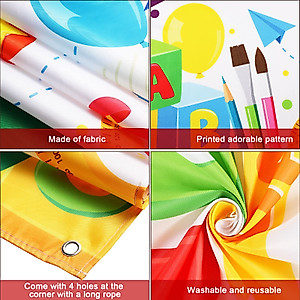 100 Days of School Decoration Banner Happy 100th Day of School Party Backdrop Photography Background for Kids Student Kindergarten Preschool Primary School Party, 72.8 x 43.3 Inch (White)