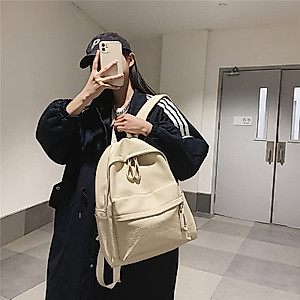 DINGZZ Fashion Women Backpack Soft Leather School Bag Teenage Girls Boys Travel Double Shoulder Bags (Color : E, Size : 30 * 16 * 40CM)