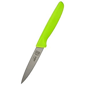 The Kosher Cook Parve Green Kitchen Knife - 4” Steak and Vegetable Knife - Razor Sharp Pointed Tip, Straight Edge - Color Coded Kitchen Tools