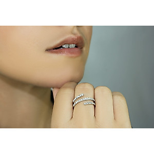 Belantina 1/2 Carat Diamond Spiral Wrap Ring for Women in 14k White Gold (H-I, I1-I2, cttw) Size 7