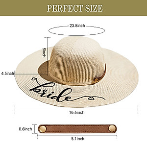 AW BRIDAL Bachelorette Party Favors Bride Hat, Wedding Bride to Be Gifts Bridal Shower Gift for Bride Beach Hat, Wide Brim Floppy Embroidered Straw Sun Hat UPF50+ Beige