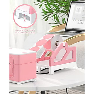 MUNBYN Pink Label Holder for Rolls and Fan-Fold Labels, Shipping Label Roll Holder for Desktop Label Printer Shipping Supplies Industrial Labels…