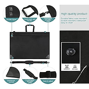 EUYZOU Art Portfolio Case, 24" x 36",Large Art Storage Folder with Handle, Poster Board Storage Bag, Art Carrying Tote Bag with Adjustable Shoulder Strap for Artwork