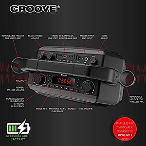 Portable Karaoke Machine Party Box with Bluetooth/AUX/USB/SD Card Connectivity, 2 Wireless & Wired Microphones, and Advanced Audio Controls