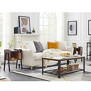 VECELO Nightstand Industrial Side End Table/Stackable Accent Furniture with 2-Tier Open Storage Compartments for Bedroom, Living Room and Small Spaces, 2 pack, Brown