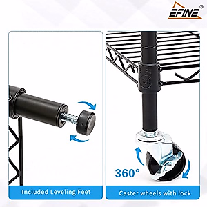 Catalina Creations EFINE 4-Shelf Shelving Units and Storage on Wheels, NSF Certified, Adjustable Carbon Steel Wire Shelving Unit Rack for Garage, Kitchen, Office, Black (50H X 30W X 14D)