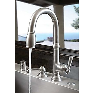Newport Brass 2470-5103 Jacobean Kitchen Faucet with Metal Lever Handle and Pull, Satin Nickel