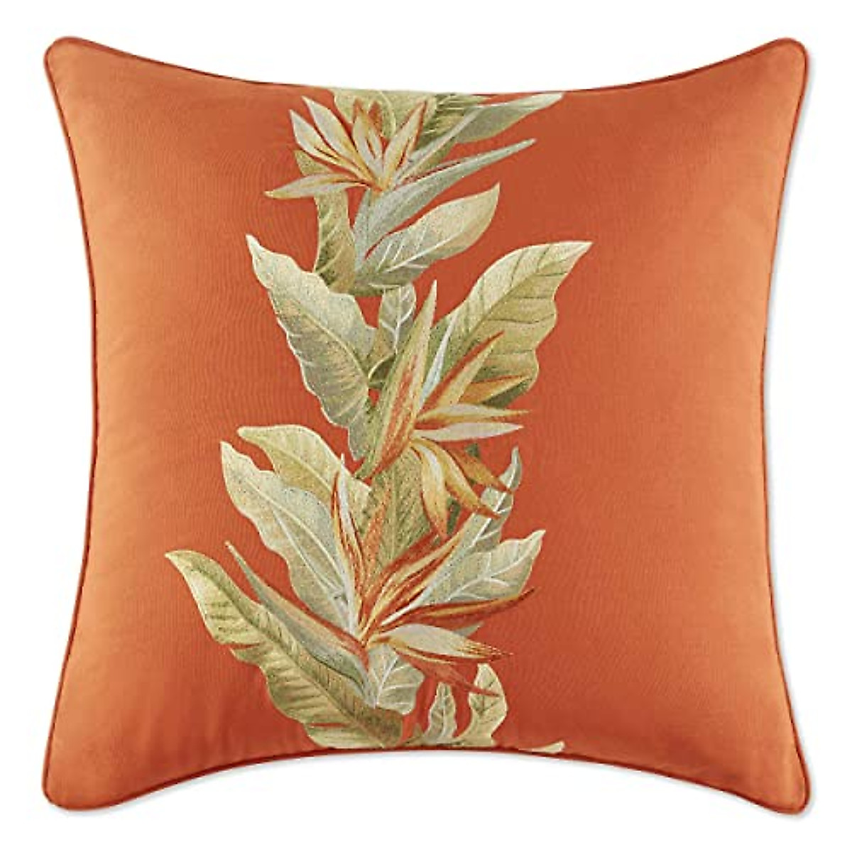 Tommy Bahama Throw Pillow Soft Cotton Bedding, Stylish Tropical Home Decor, 20 in x 20 in, Birds of Paradise Orange