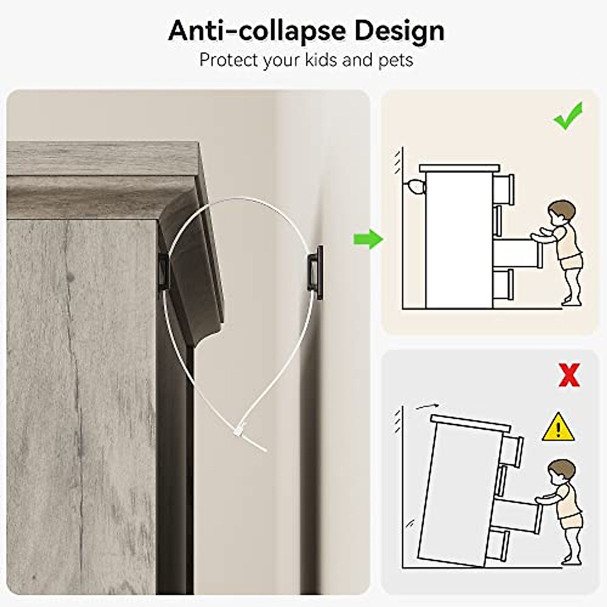 Amyove PHO_0WDE3TP6, 5-Drawer Chest, Grey