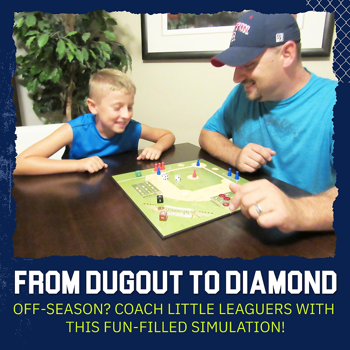 Grandma Smiley's What About Baseball Board Game, Baseball Games for Kids, Baseball Gifts for Kids 8-12, Baseball Toys - 8 Game Tokens, 3 Special Dice, 2 White Dice and 1 Game Board - Made in The USA