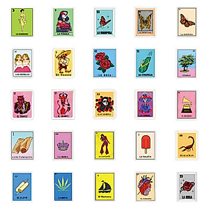 120Pcs Cards Loteria Stickers Pack, Funny Sport Vinyl Waterproof Sticker Decals for Water Bottle,Laptop,Phone,Skateboard,Scrapbooking,Bumper for Kids Teens Adults Fans for Party Supply…