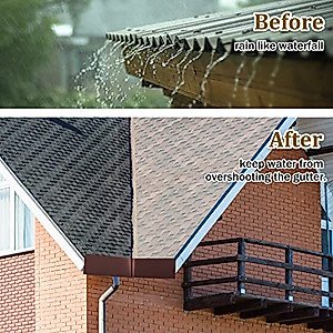 2 Pcs Gutter Valley Splash Guards 15.75 x 3.54 x 0.59 Inches Downspout Diverter Roof Rain Diverter with 20 Pcs Matching Gutter Screws Foldable Rain Gutter Guards for Corner House, Bent Style (Brown)