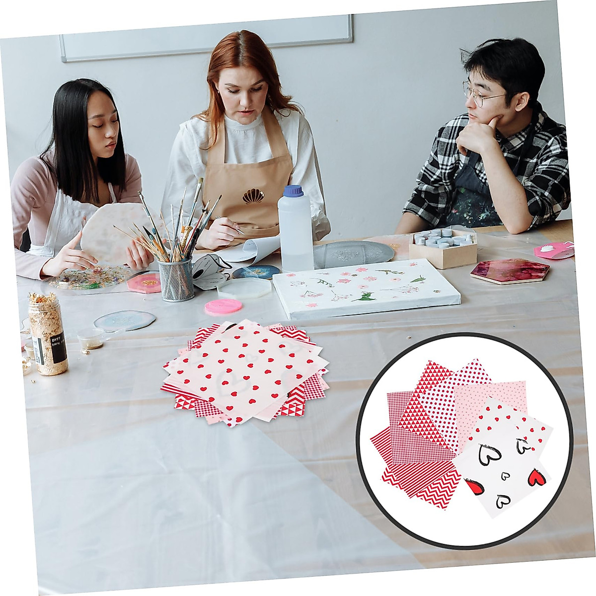 STOBOK 8 Sheets Love Fabric Decor Heart Printing Fabric Patchwork for DIY Valentine Quilting Fabric Heart Printing Patchwork DIY Valentine's Day Patchwork Cotton Red Line Manual