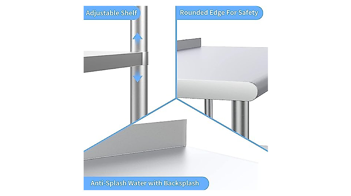 ROVSUN 36" Stainless Steel Prep Table - Heavy-Duty & Mobile