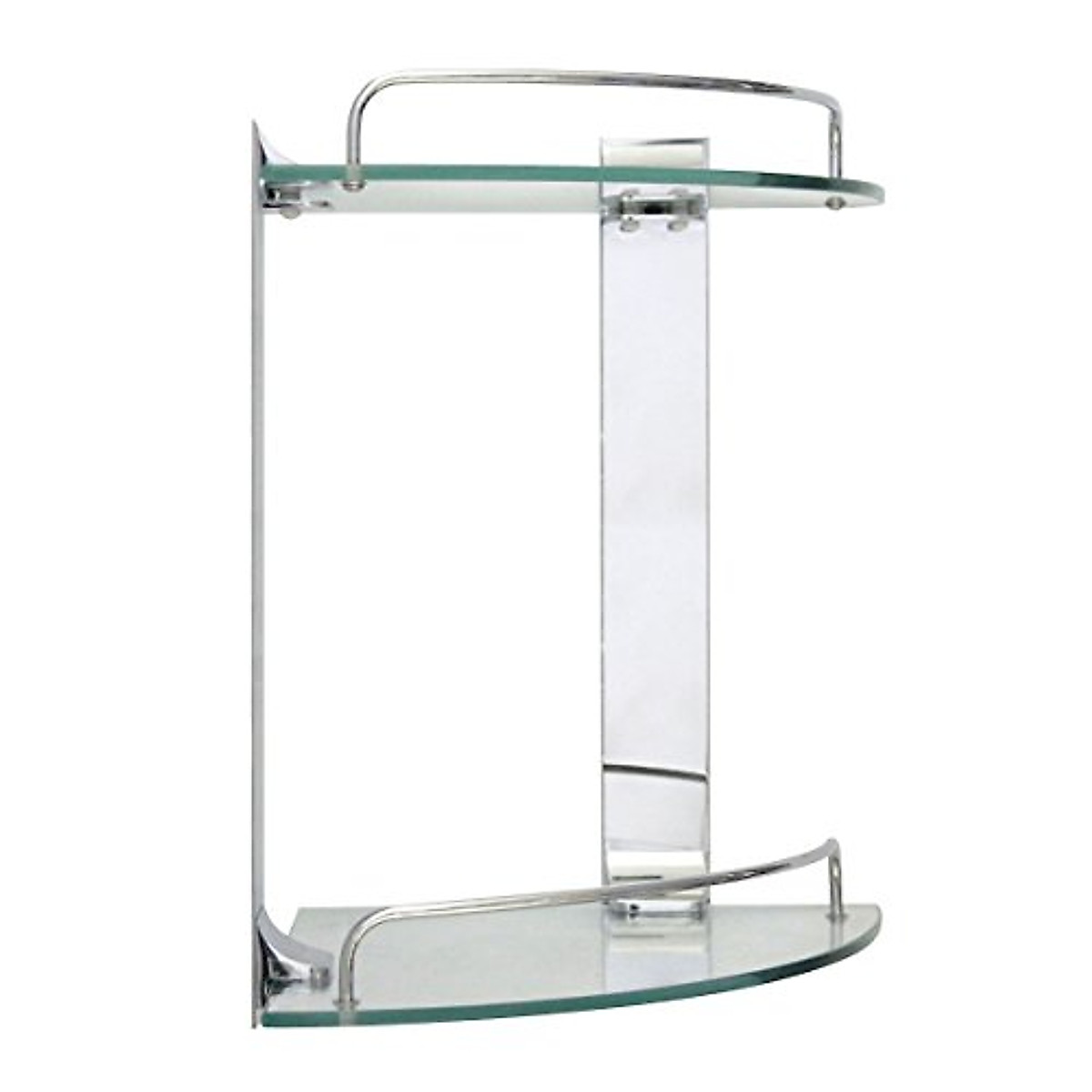 MODONA Double Corner Glass Shelf with Rail – Polished Chrome – 5 Year Warrantee