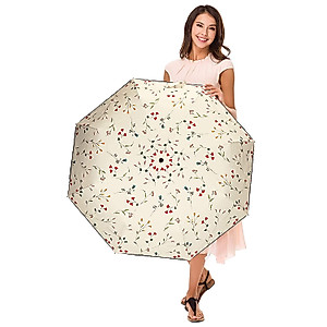 Cuby UV Sun Umbrella Compact Folding Travel Umbrella Auto Open and Close for Windproof, Rainproof & 99.9% UV Protection Parasol with Black Anti-UV Coating (Flowers)