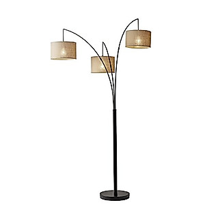 Adesso 4238-26 Trinity Arc Floor Lamp Antique Bronze FinisH, Beige Burlap . Home Decor Lamps and Light Fixtures, 82",3 Arm