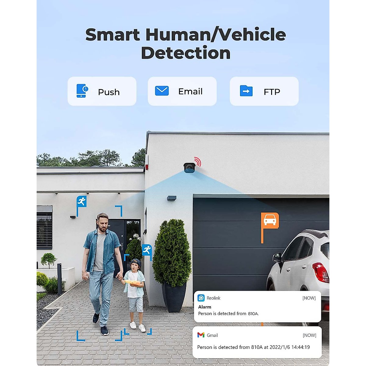 Reolink PoE Security Camera System Bundle, 12pcs 8MP Person/Vehicle Detection Smart Cameras,a 16CH NVR Pre-Installed with 4TB HDD(Include 8 x 18M Cat5 Cable)