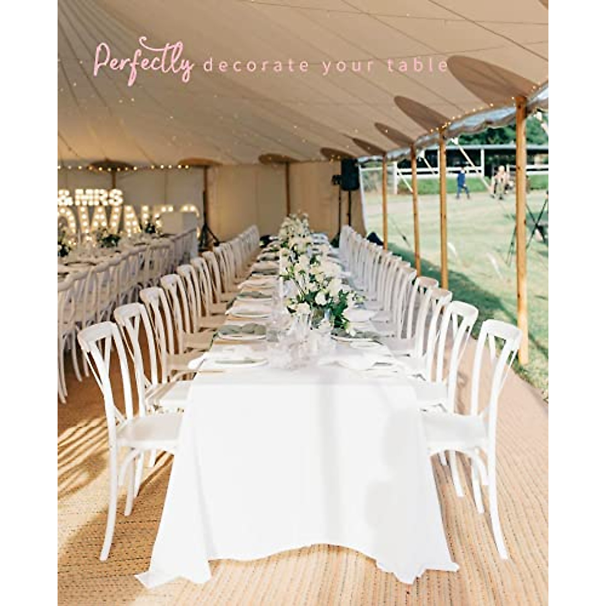 Pesonlook 12 Pack White Tablecloth-60 x 126Inch Rectangle Tablecloth Polyester Table Cloth for 8 Feet Rectangle Tables,Washable Fabric Table Cover for Wedding/Buffet Party/Dining Table/Events